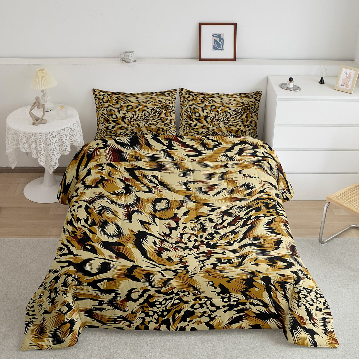 Leopard Print Comforter Set Full,Brown Cheetah Bedding for Adult ...