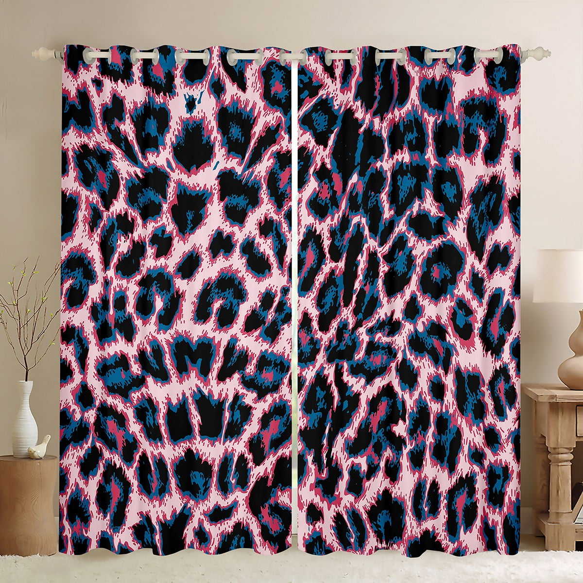 Erosebridal Leopard Print Curtains, Pink Cheetah Print Curtains ...