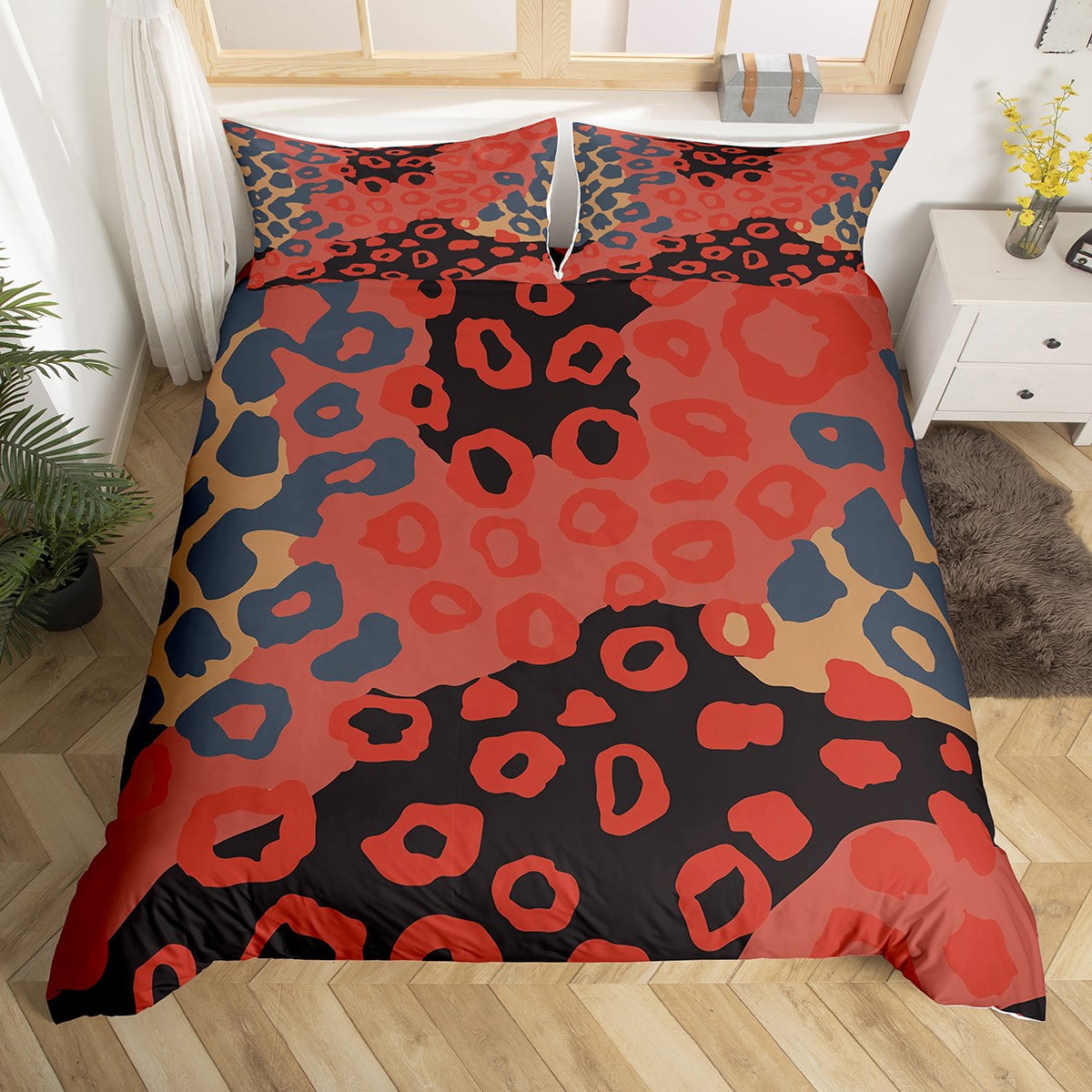 Yst Leopard Print Duvet Cover Full Brown Cheetah Bedding Set For Adult
