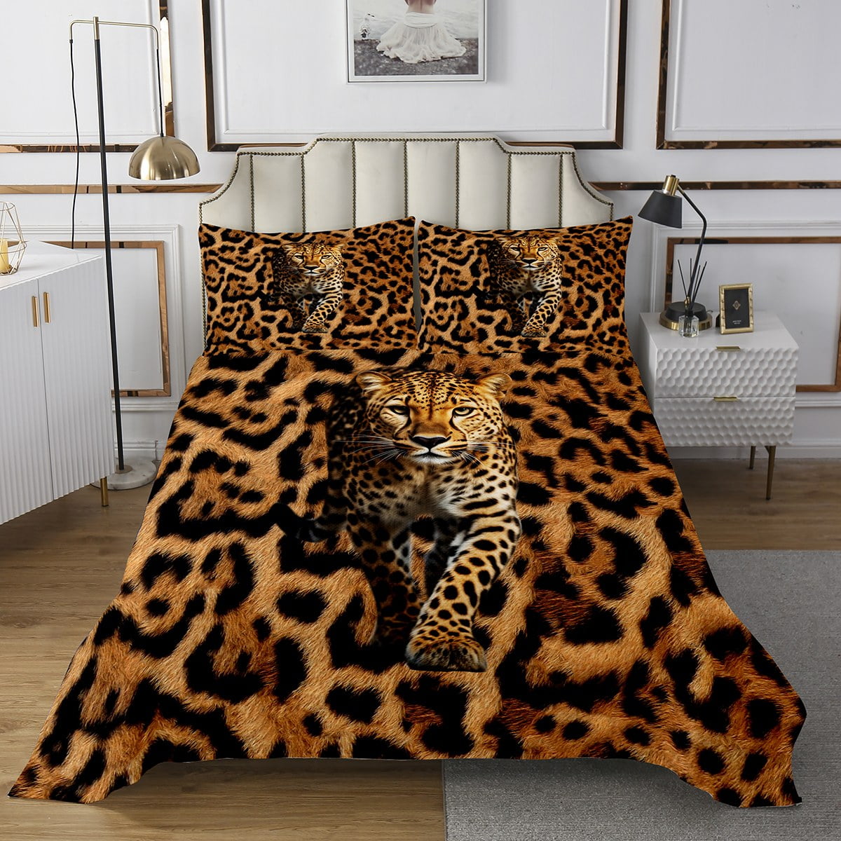YST Leopard Print Quilt Set for Boys Wild Animal Skin Bedspread Set ...