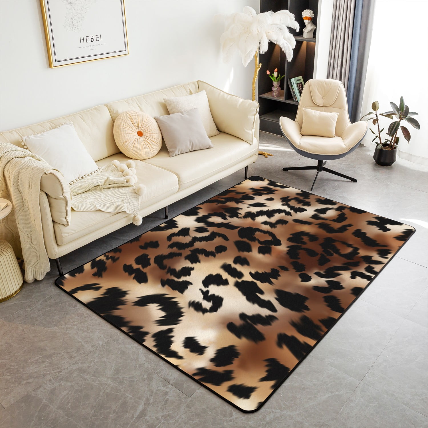 Erosebridal Leopard Print Rug 3x5,Brown Black Cheetah Print Area Rug ...