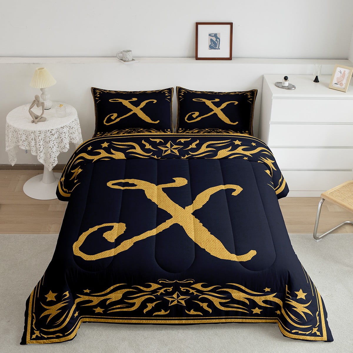 YST Letter X Decor Comforter Set, Western Texas Star Bedding Set Twin ...