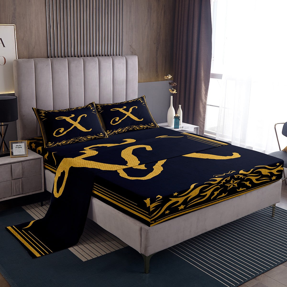 Letter X Decor Sheets 4Pcs, Western Texas Star Bed Sheets Set Full Size ...