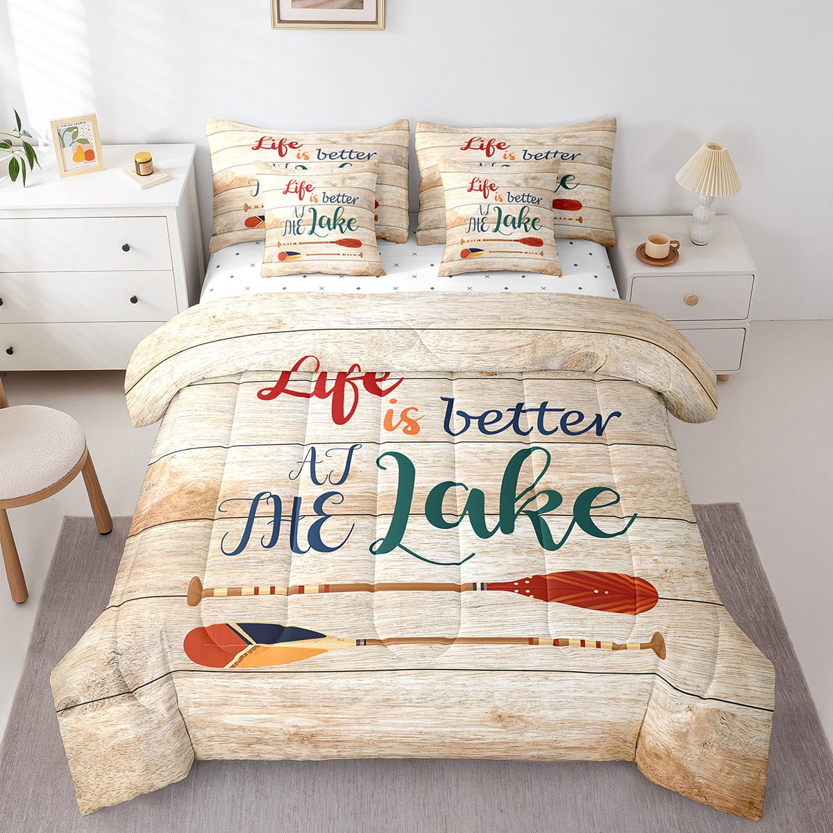 Life is Better at the Lake Comforter Set ,Camper Wooden Lake House ...