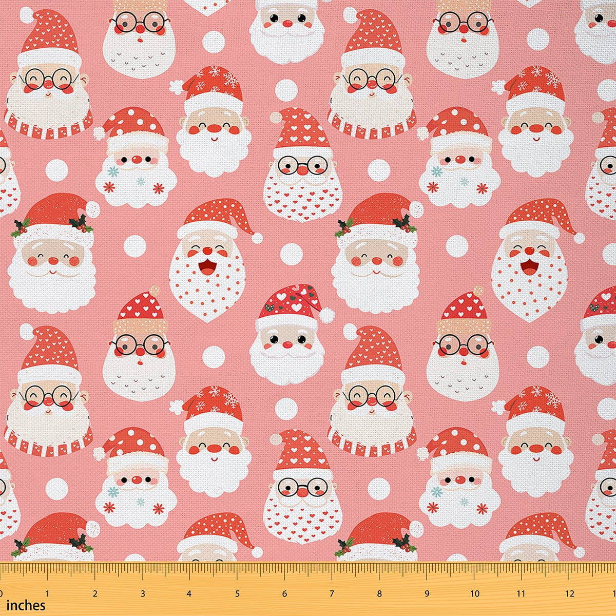 YST Light Pink Decorative Fabric,Cute Santa Claus Fabric by the Yard ...