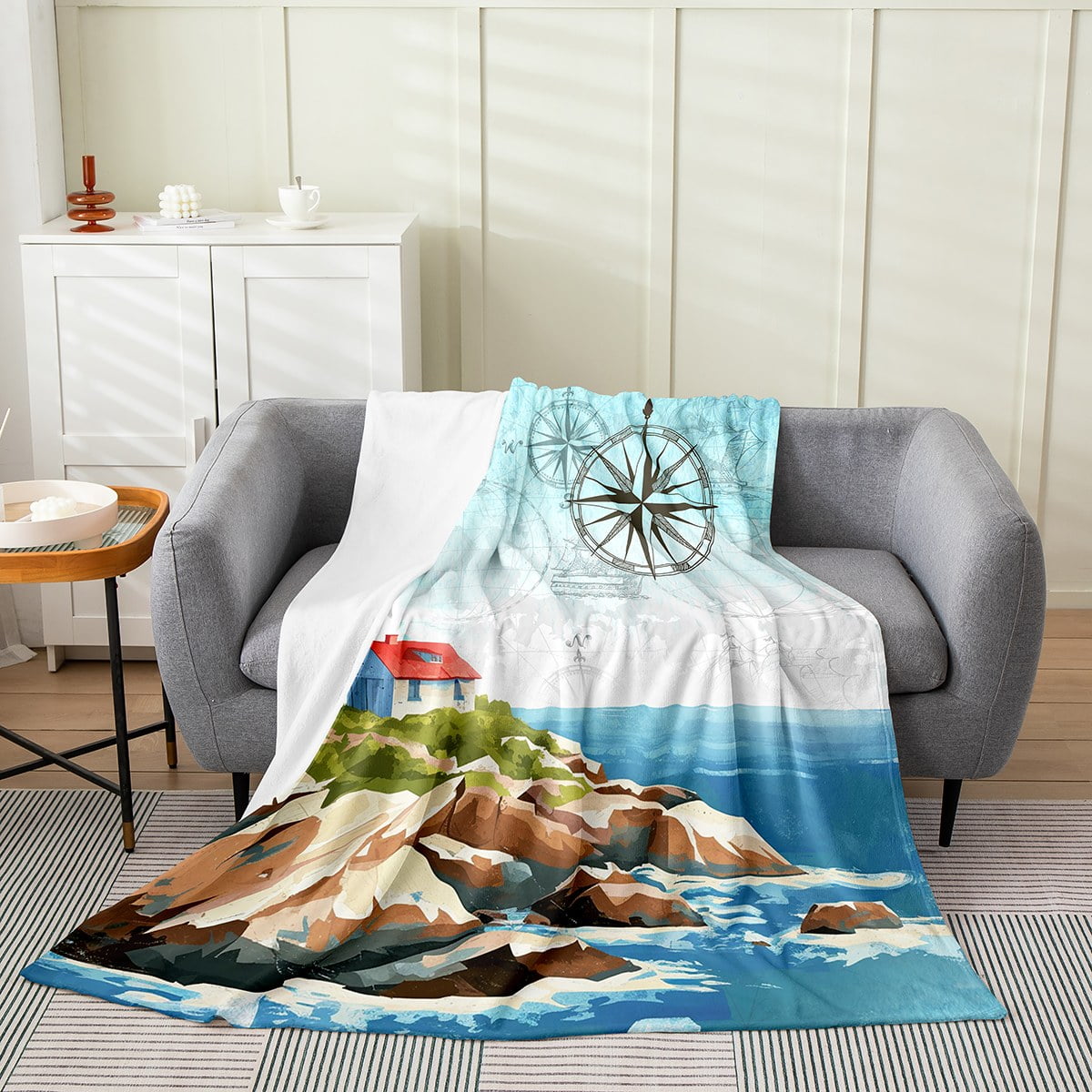 Lighthouse Throw Blanket 30x40 For Home Room Decor Chair Couch Drawn ...