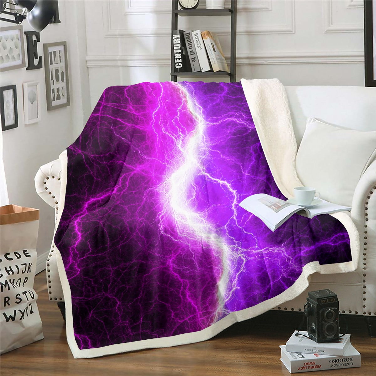 Lightning Blanket,Pink Purple Abstract Throw Blanket Adult,Gaming ...