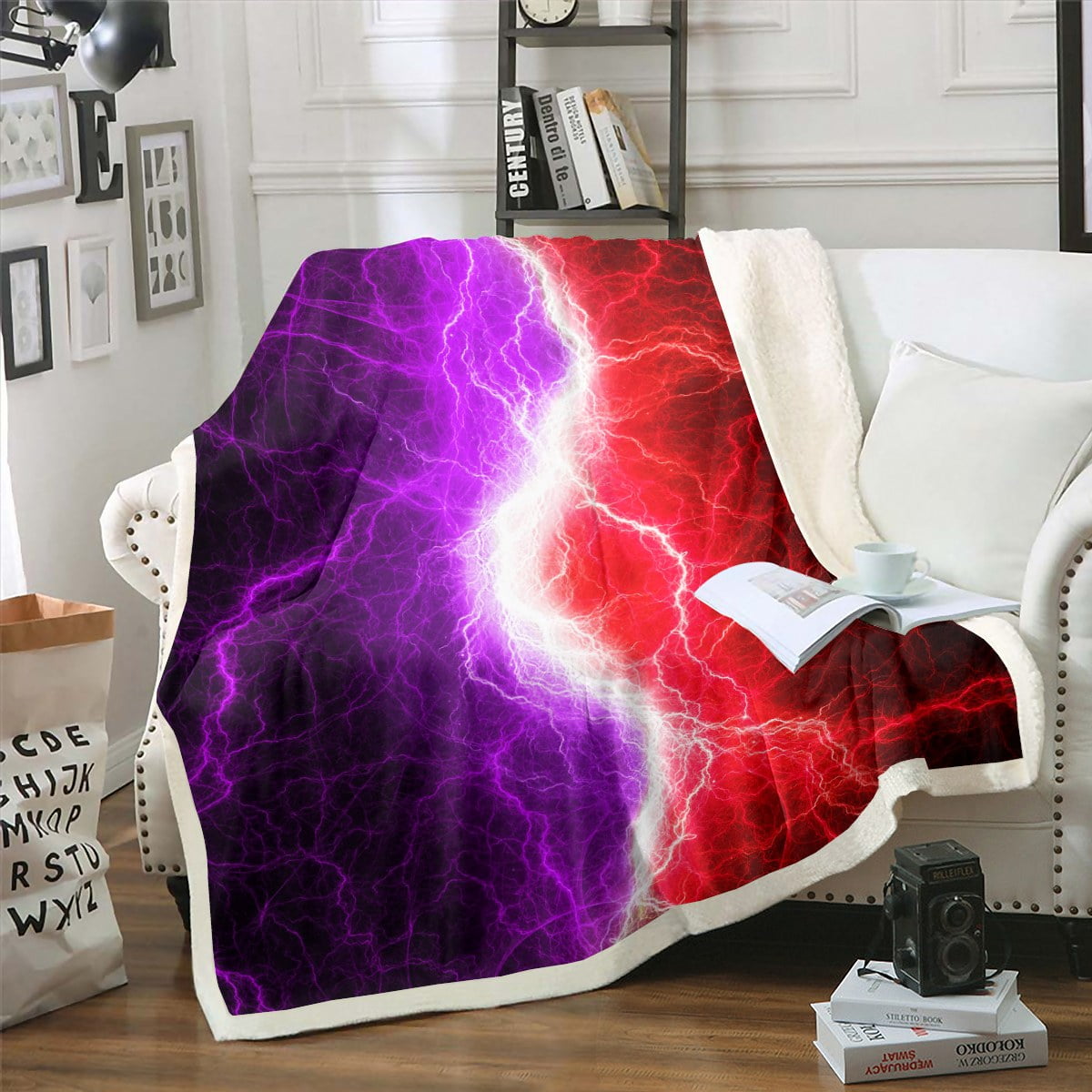 Lightning Blanket,Purple Red Abstract Throw Blanket Adult,Gamer Fleece ...