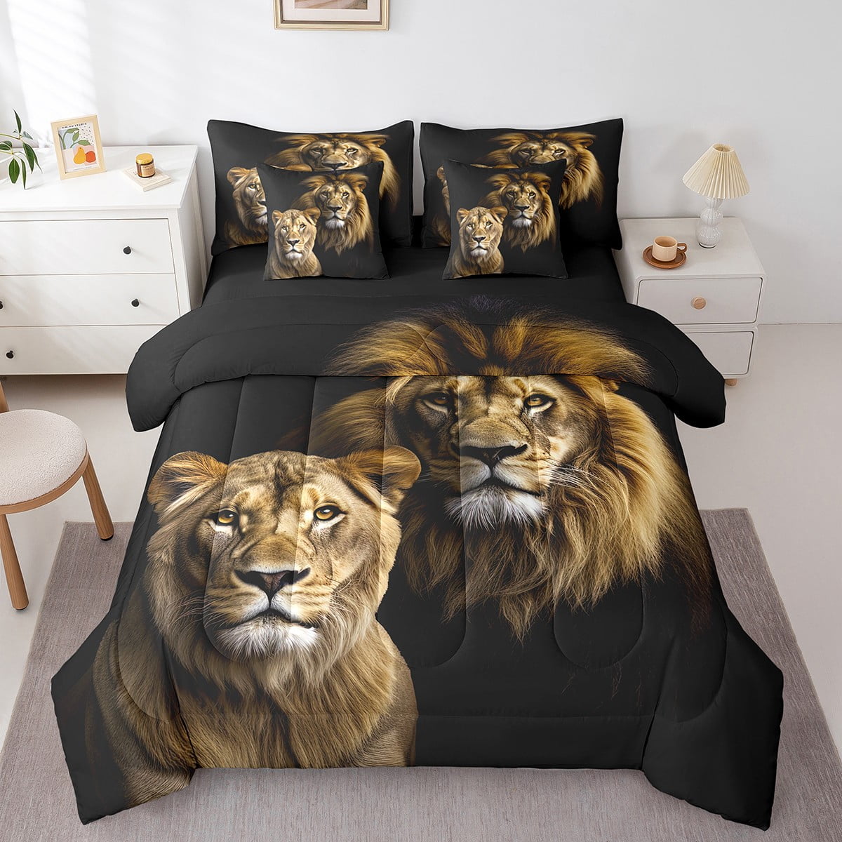YST Lion King Comforter Set 7 Piece African Safari Animal Bed In A Bag ...