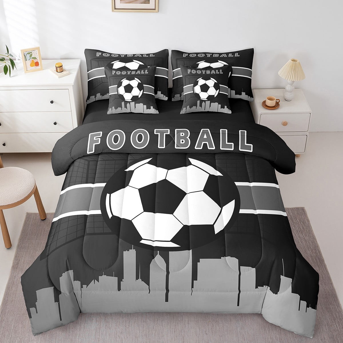 YST Little Boys Queen Bedding Sets Soccer Football Comforter Set for ...