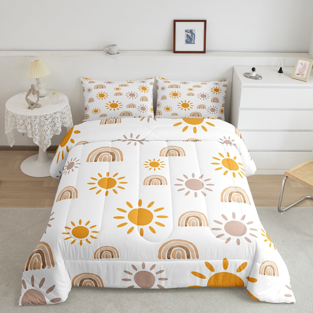 Erosebridal Little Rainbow Comforter Set Full, Cartoon Sun Bedding Set ...