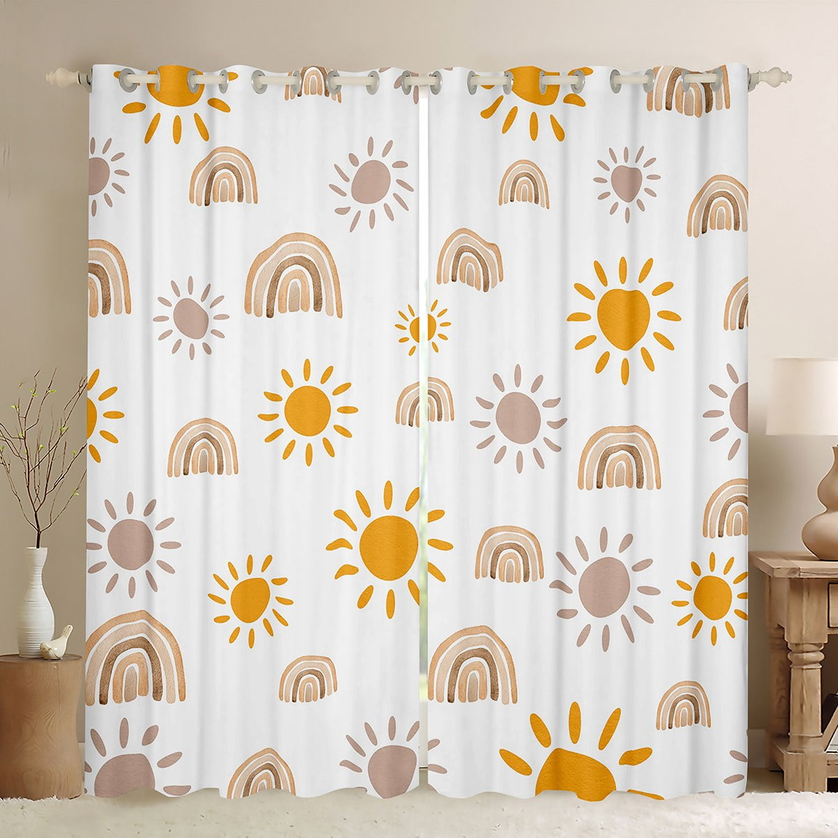Erosebridal Little Rainbow Curtains & Drapes, Cartoon Sun Blackout ...