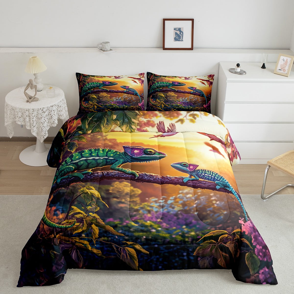 YST Lizards Toddler Bedding Set,Cartoon Lizard Family Comforter Set for ...