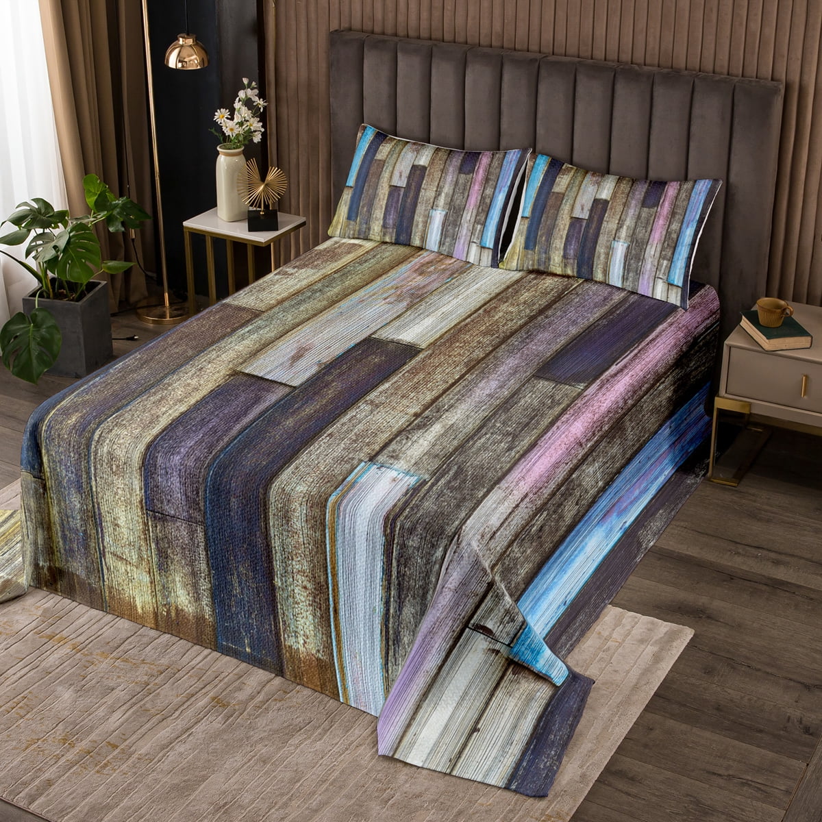 Erosebridal Lodge Cabin Queen Bedspread Set,Vintage Cottage Coverlet ...