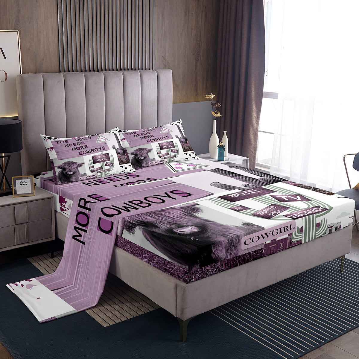 Erosebridal Longhorn Cow Sheet Set Cowgirls Gifts for Men King Bed ...