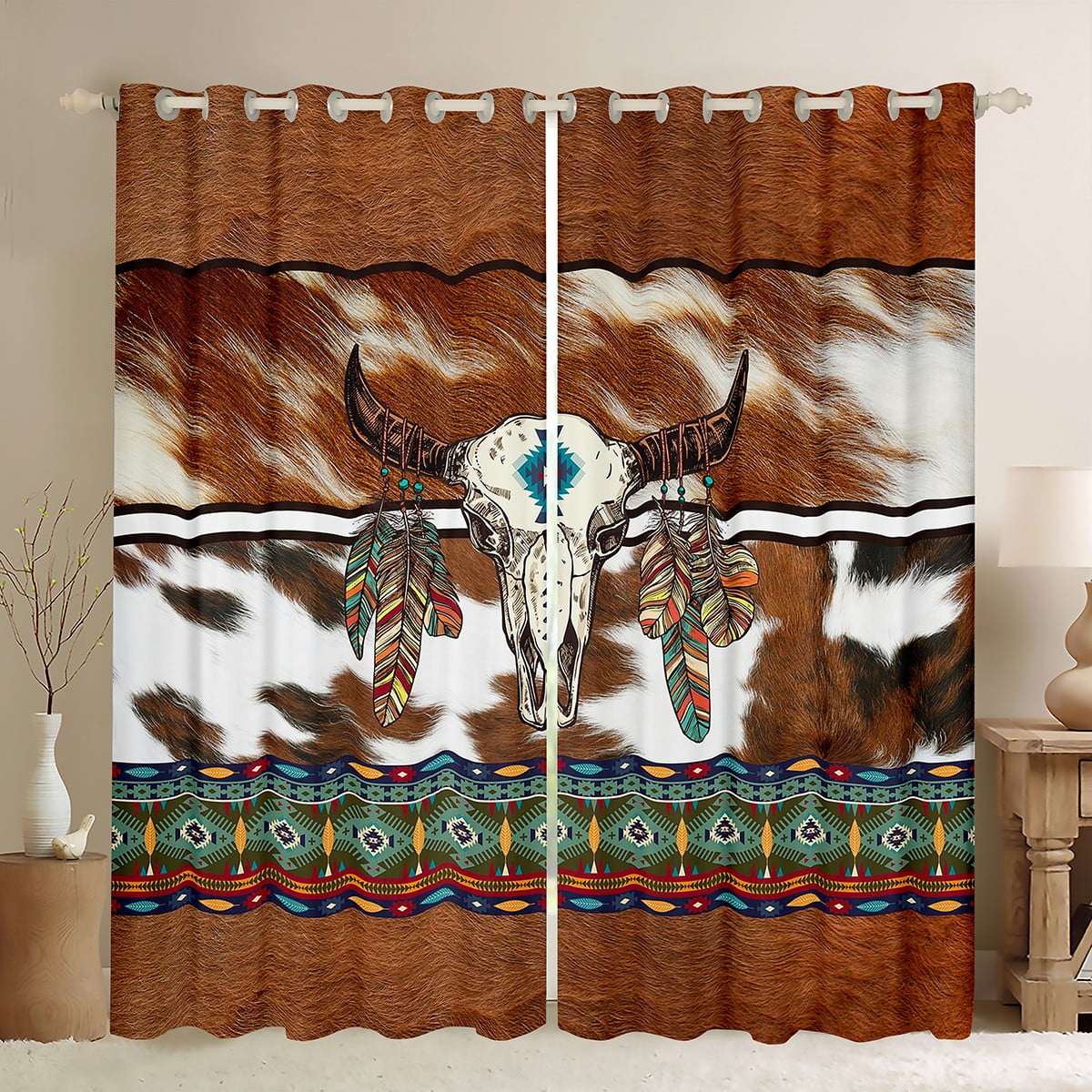 Erosebridal Longhorn Skull Blackout Curtains Southwestern Western ...