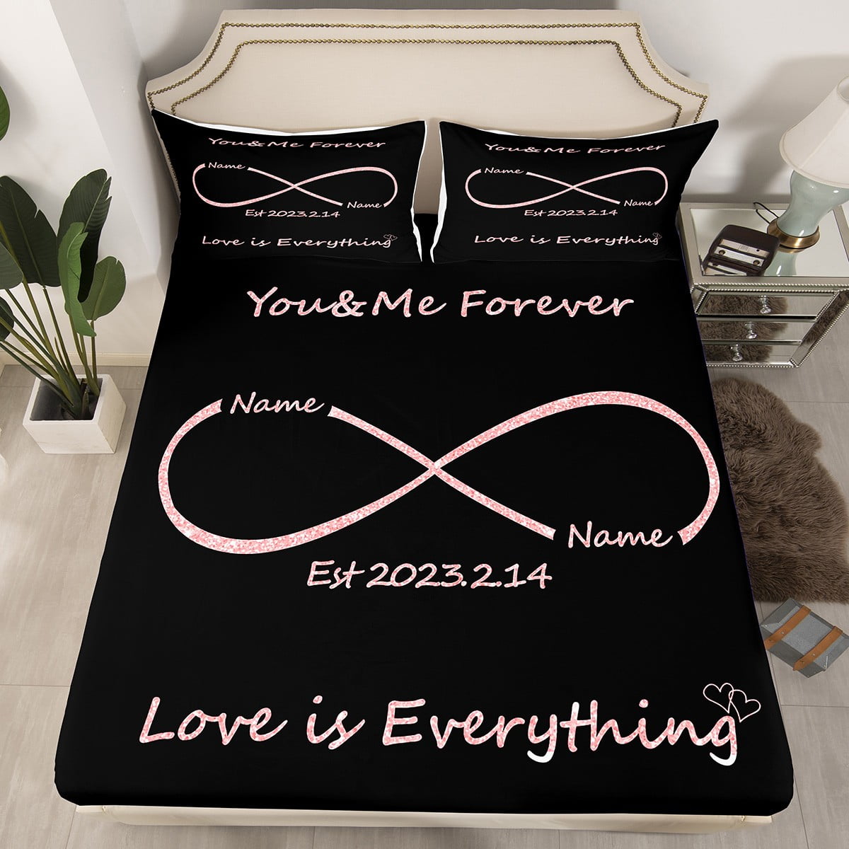 Erosebridal Love Couples Bedding Set, Custom Names And Date, You & Me ...