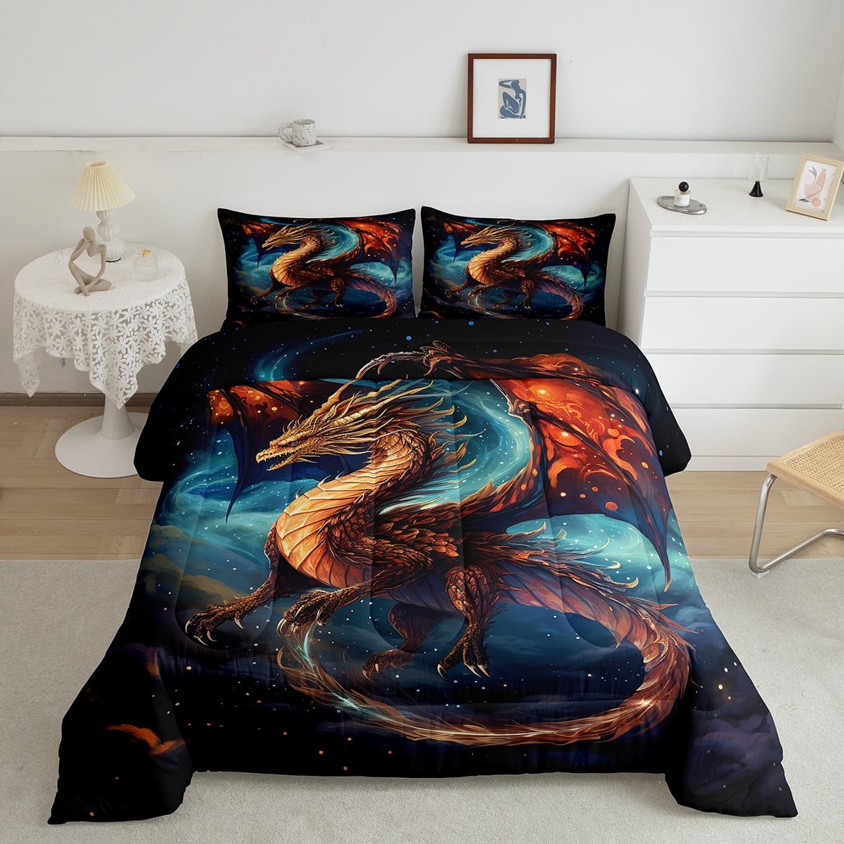 Magic Dragon Comforter Set King Size 3D Pterosaur Bedding Set, Magical ...