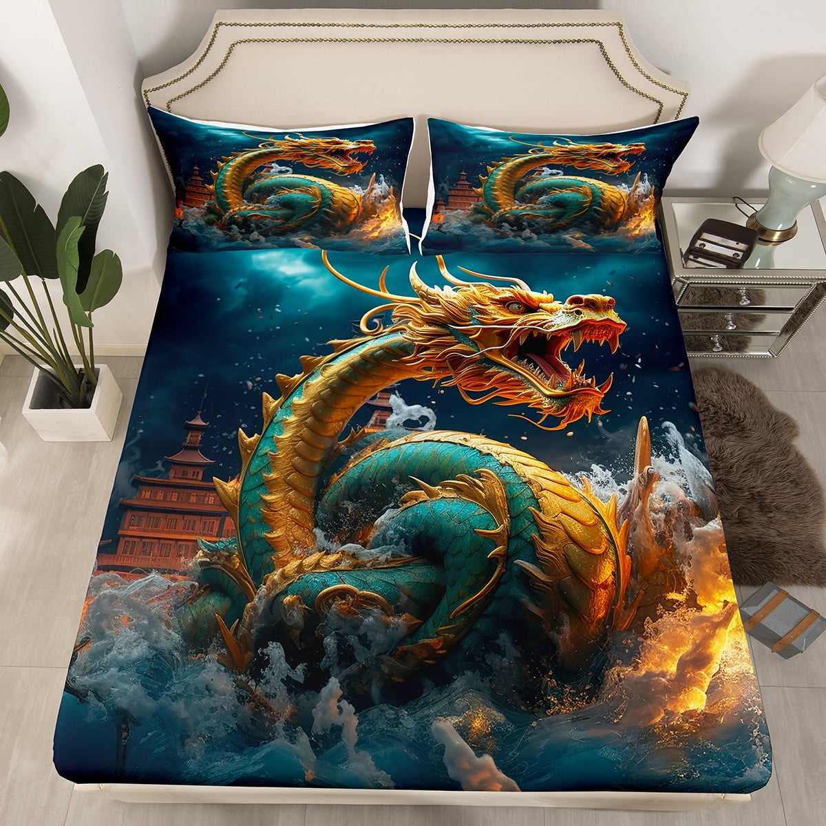 YST Magical Dragon Queen Sheets for Young Boys Dragon Bed Sheets Girl ...