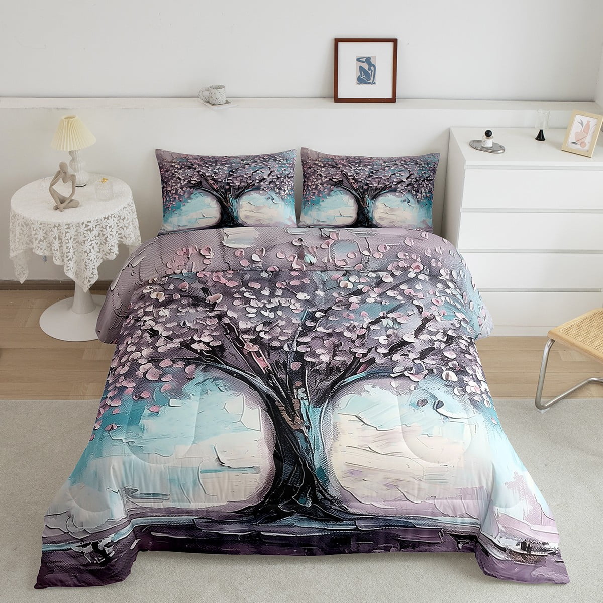 YST Magical Tree of Life King Size Comforter Set Girly Pink Blue ...
