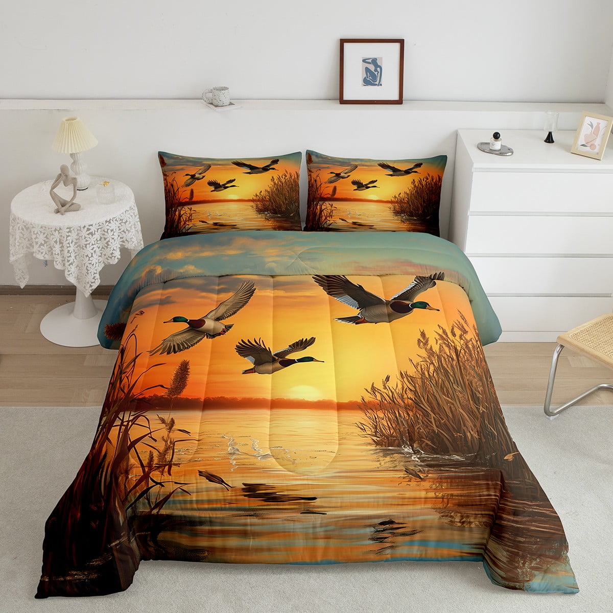 Mallard Duck Comforter Duck Hunting Themed Bedding Sets Mallard Duck Bird Printed Bed Comforter ...