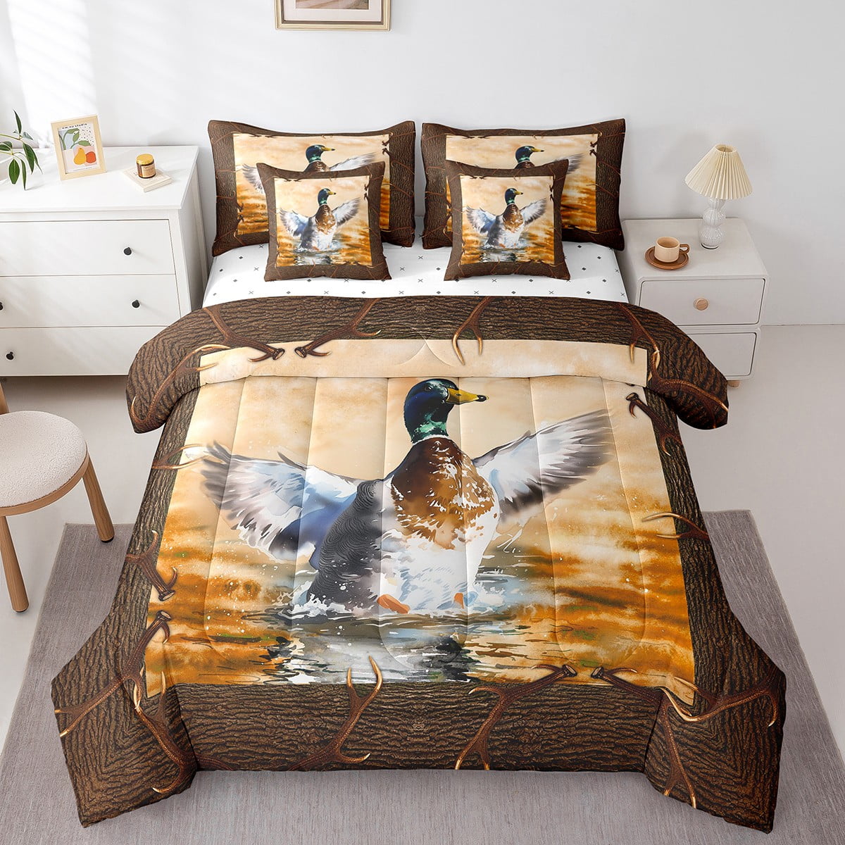 YST Mallard Duck King Comforter Set 7-Piece Hunting Bedding Comforter ...