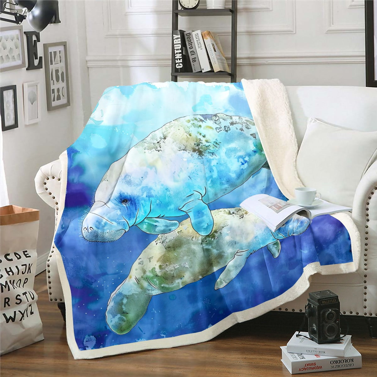 Manatee Fleece Blanket Twin 60x80,Cartoon Manatee Throw Blanket for ...
