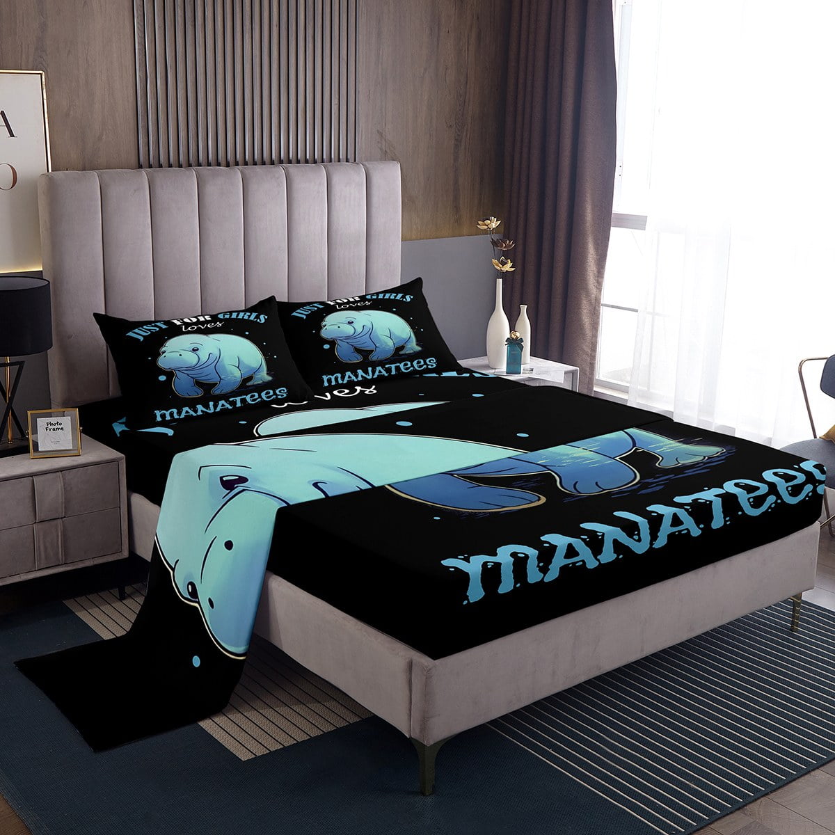 Manatee Lover Bed Sheets Set King Size, Underwater Sea Animal Sheet Set ...