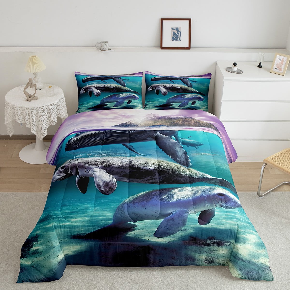 YST Manatees Comforter Set Twin Size, Killer Whales Bedding For Young ...