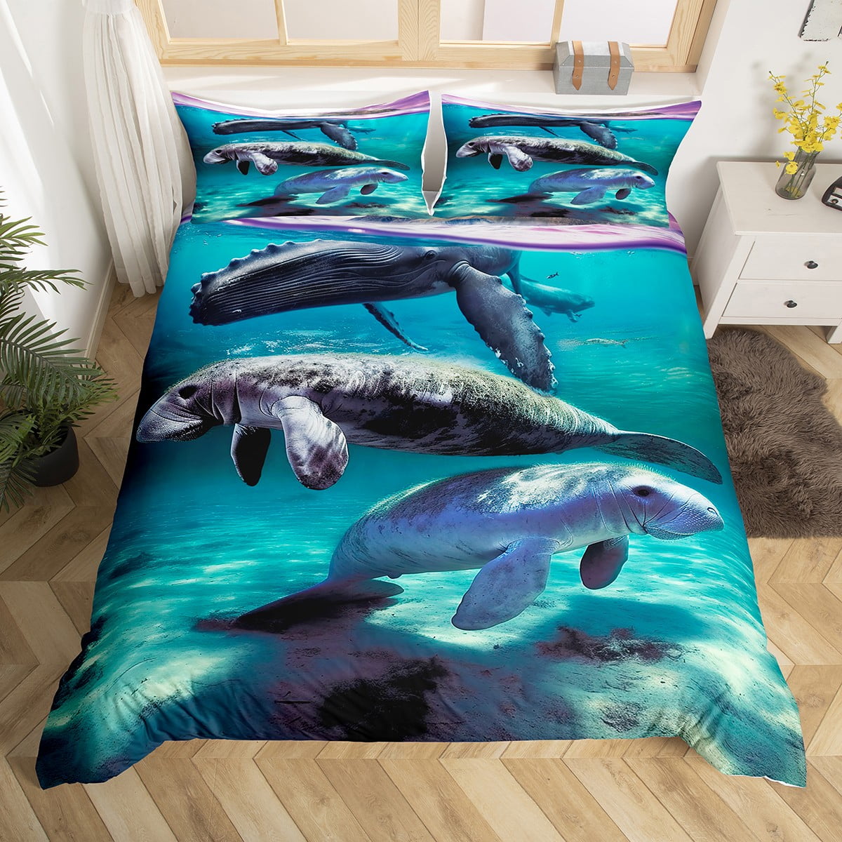 YST Manatees Duvet Cover Twin Size, Killer Whales Bedding Set For Young ...