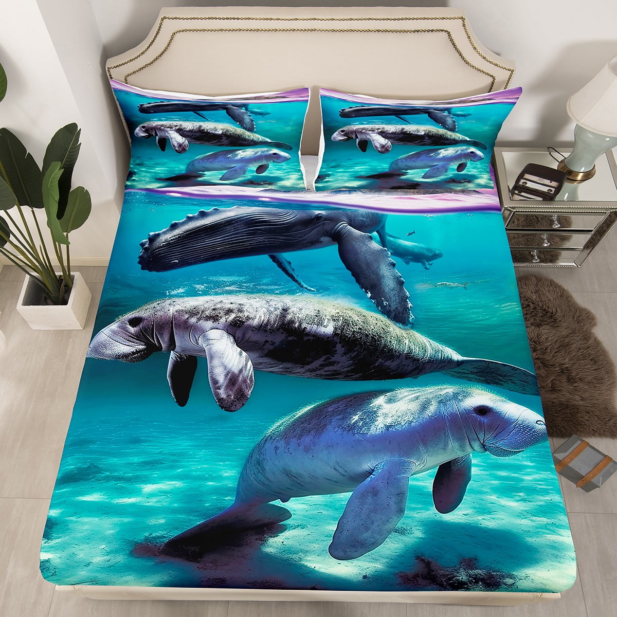 Erosebridal Manatees Fitted Sheet Full Size, Killer Whales Bed Sheets ...