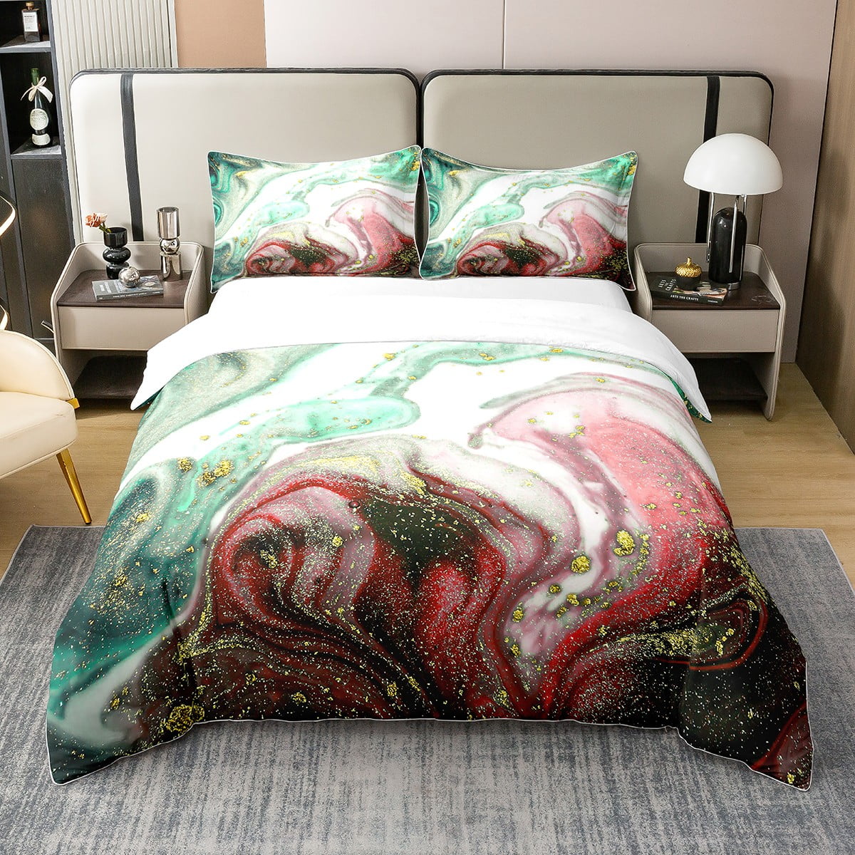 YST Marble 100% Organic Cotton Bedding Set Queen,Marble Texture ...