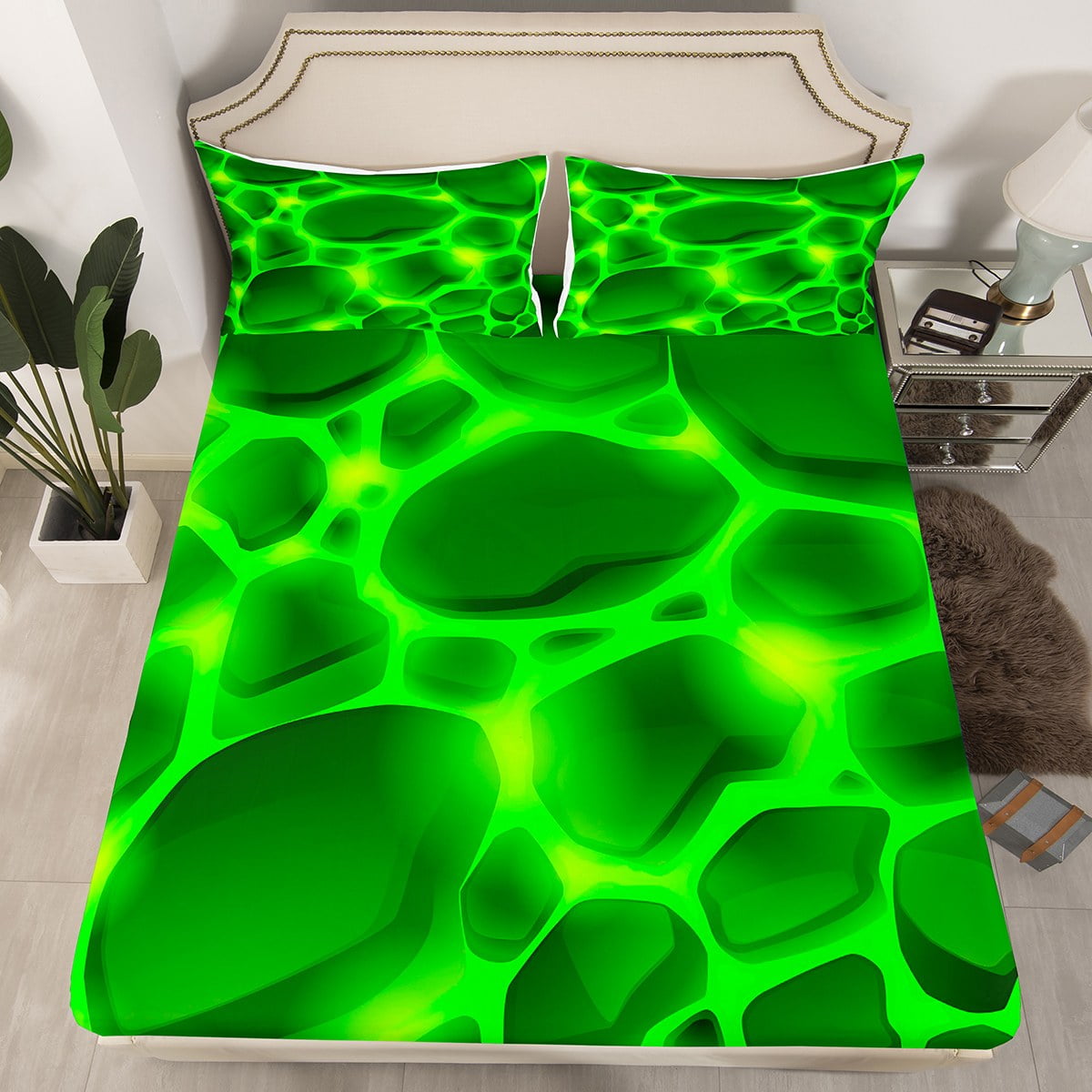 YST Marble Magma Bed Sheets Modern Geometric Fitted Sheet Twin Size ...