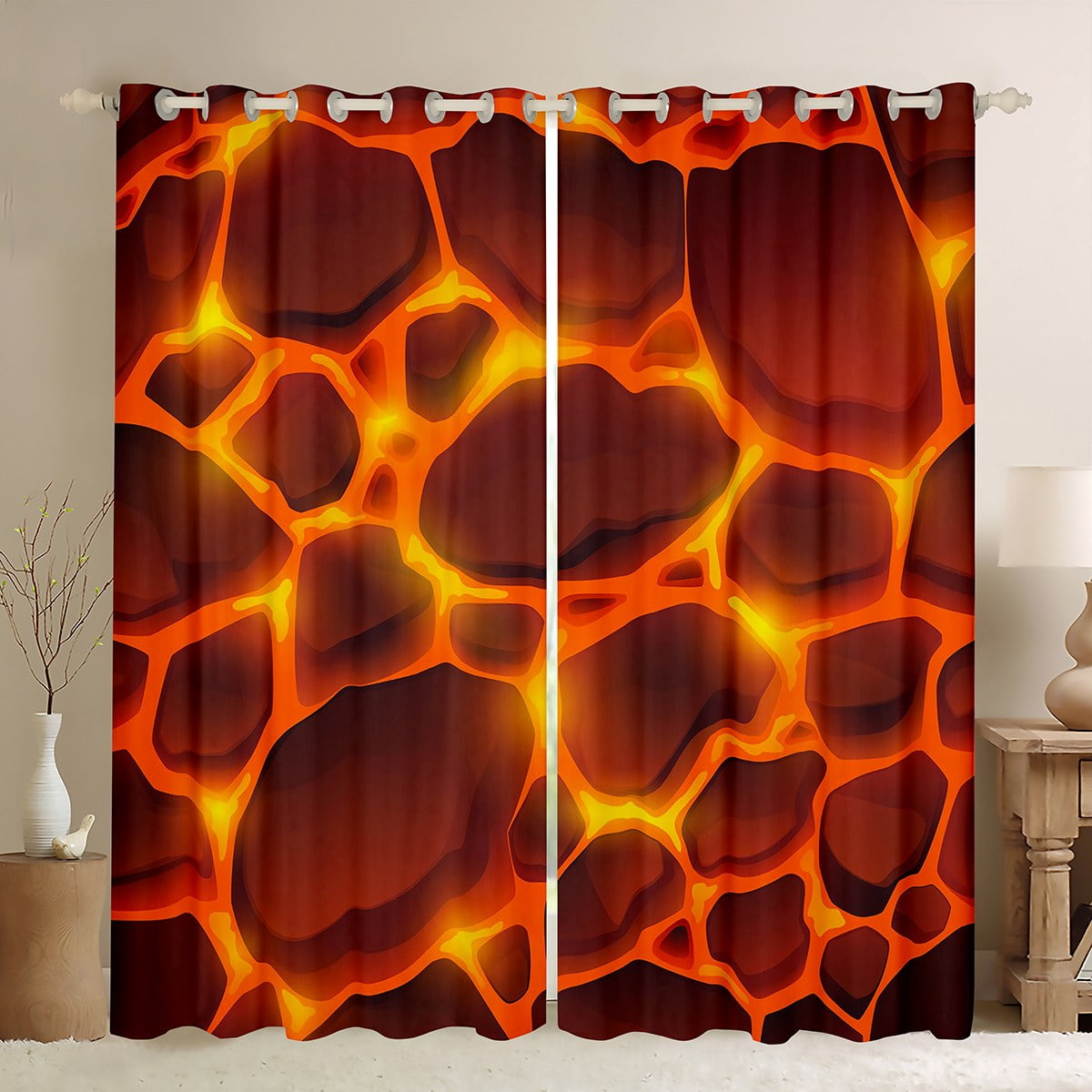 YST Marble Magma Curtains Modern Geometric Curtains & Drapes, Burning ...