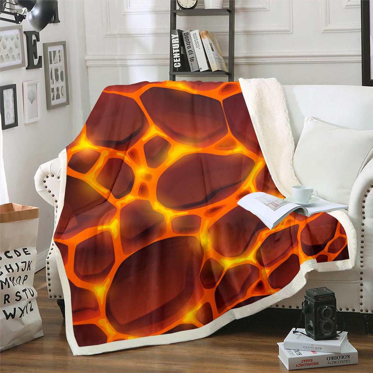 YST Marble Magma Fleece Blanket Modern Geometric Sherpa Blanket ...