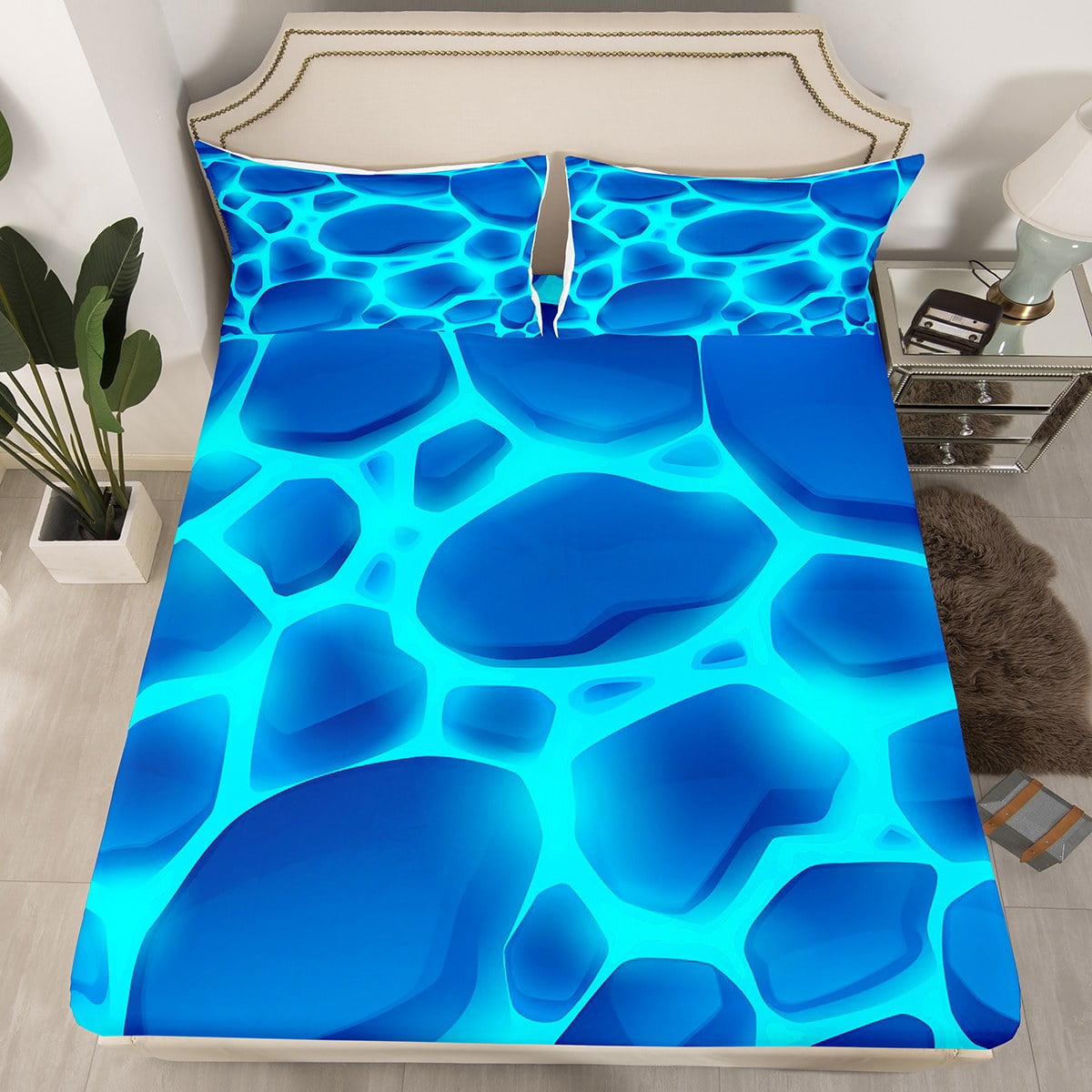 Erosebridal Marble Magma Queen Fitted Sheet Modern Geometric Sheets ...