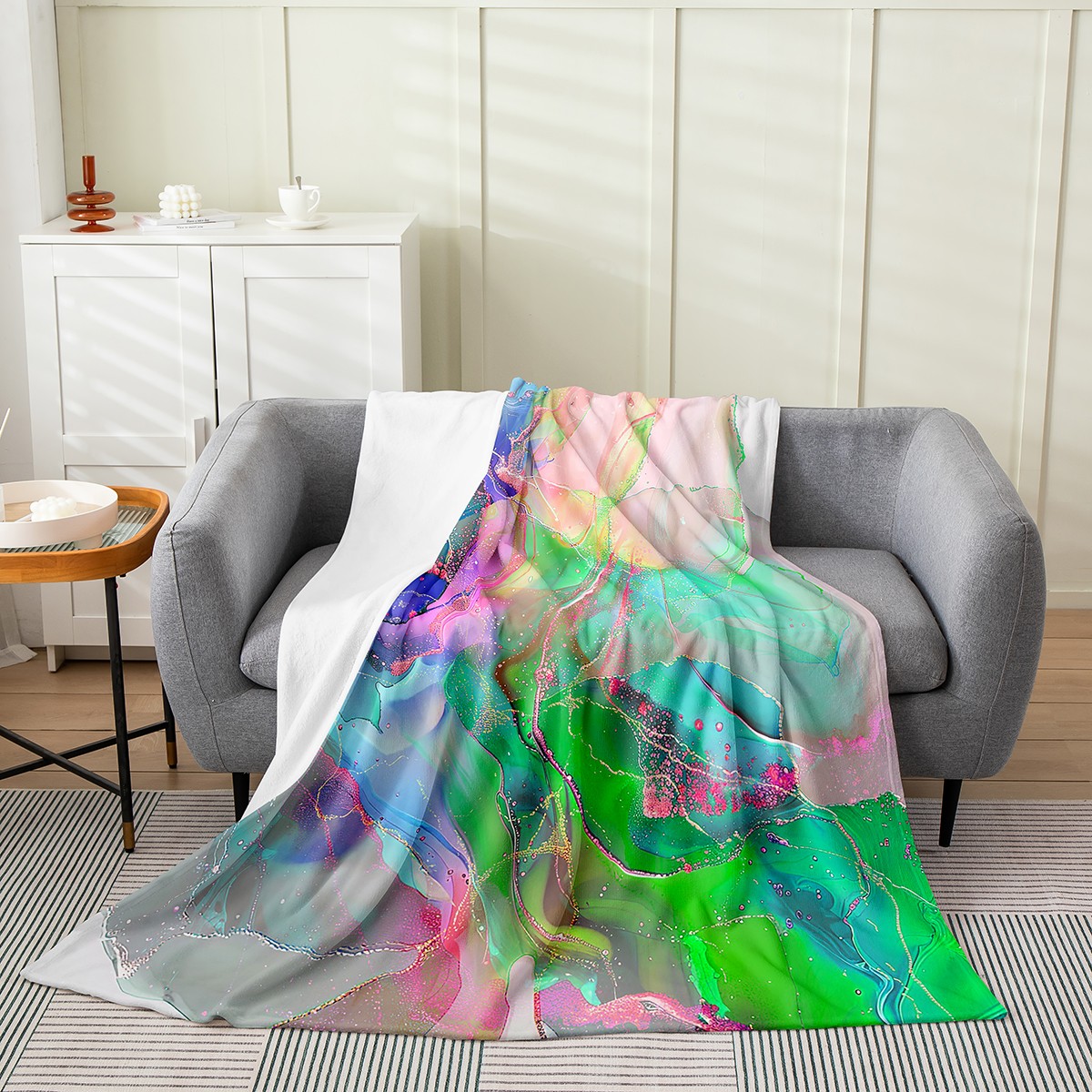 Marble Patchwork Blanket Twin 60x80,Water Ink Abstract Throw Blanket ...