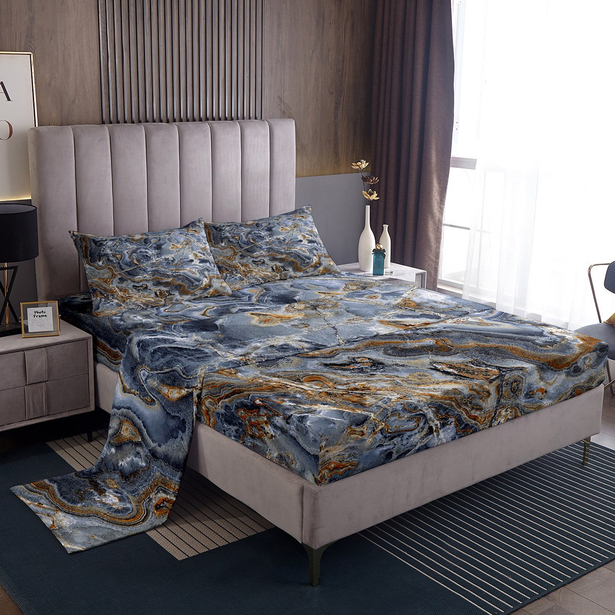 YST Marble Swirl Sheets for Boys Girls Metallic Marbling Bed Sheets Set ...