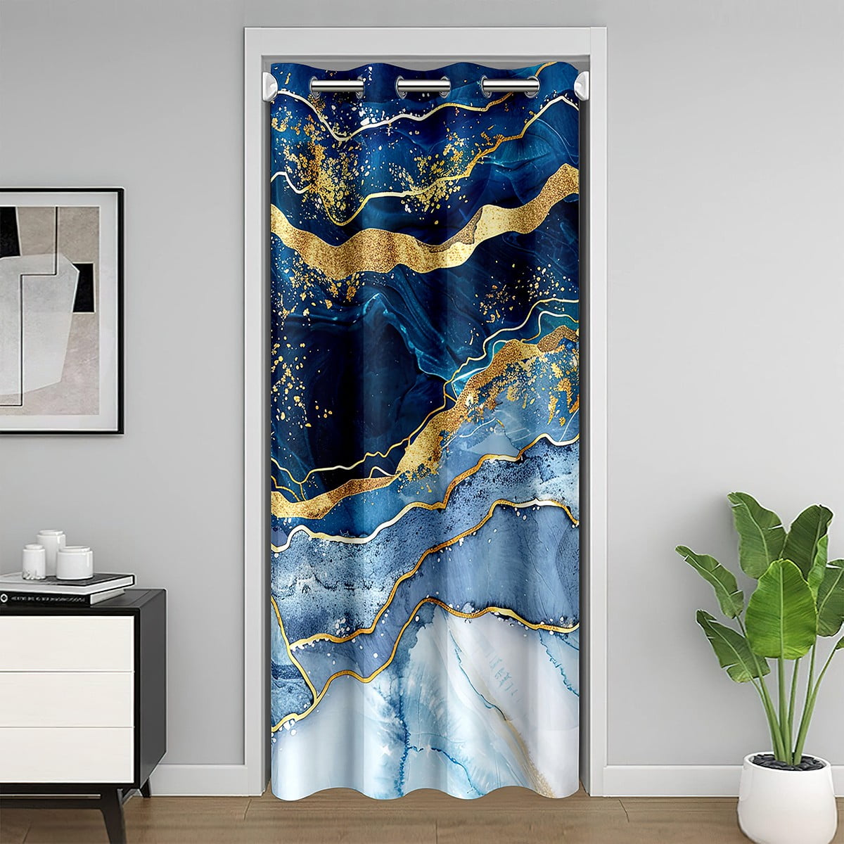 Marble Texture Door Curtain For Doorway Privacy 34"W X 80"L,Golden ...