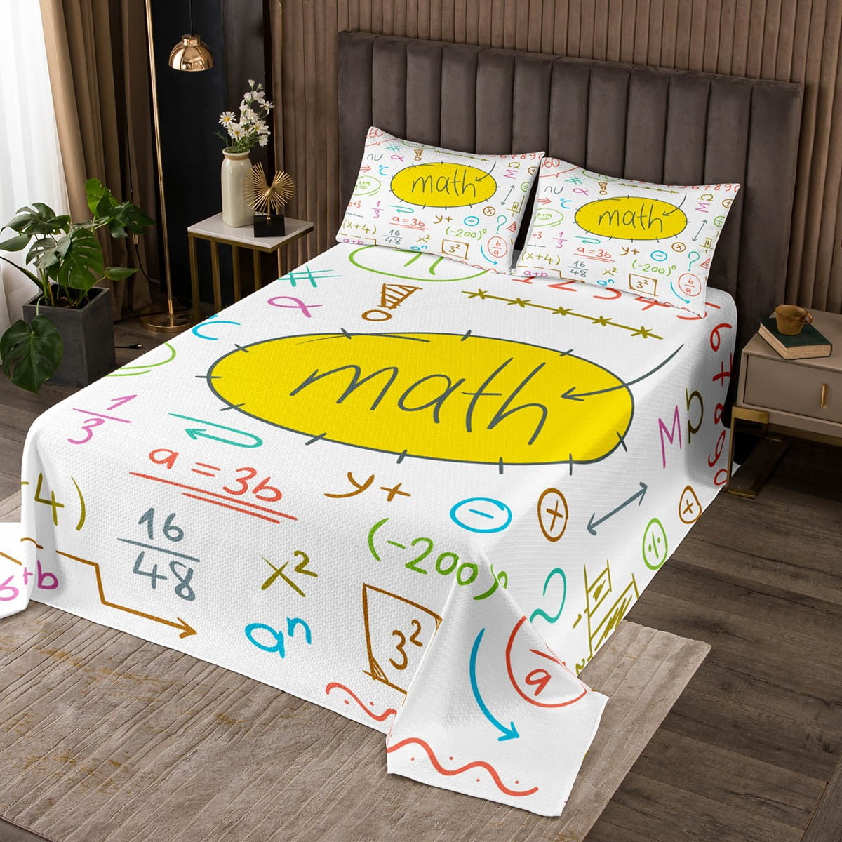 YST Math Equation Quilt Set Math Geometry Science Bedspread King for ...