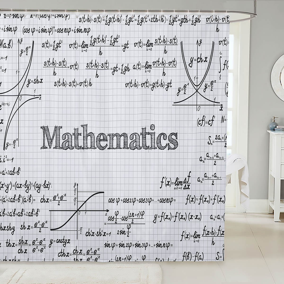 YST Math Equation Shower Curtain for Boys Girls Math Theme Curtains ...