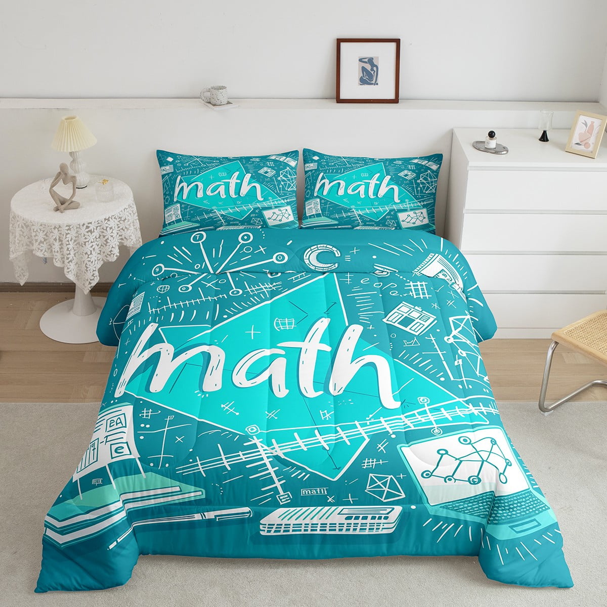 Erosebridal Math Equations Comforter Set Teens, Mathematics Quilt ...