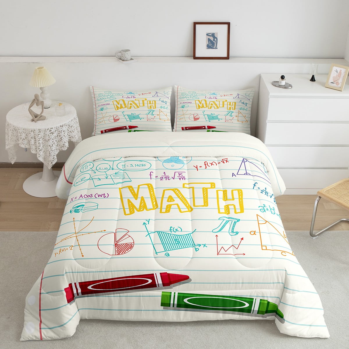 YST Math Theme Bedding for Boys Girls Math Equation Comforter Set Queen ...