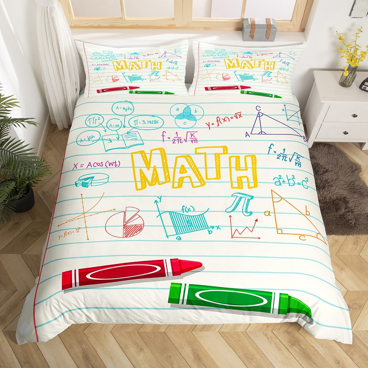 YST Math Theme Duvet Cover for Boys Girls Math Equation Bedding Set ...