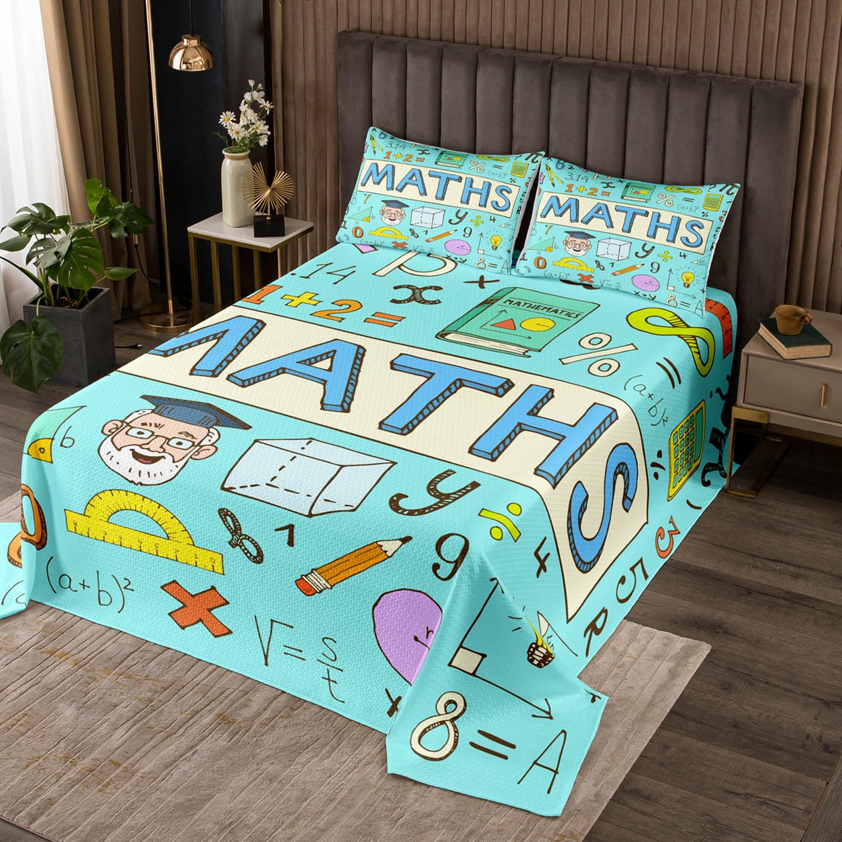YST Math Theme Quilt Set for Boys Girls Math Equation Bedspread Twin ...