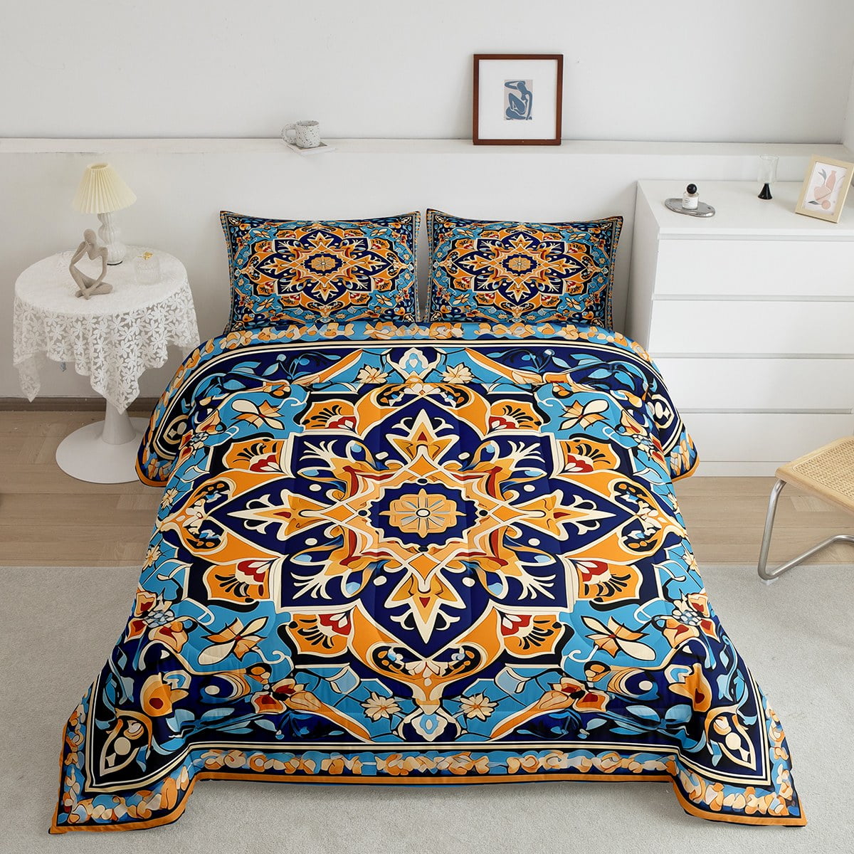 Medallion Comforter Set Twin Bohemian Hippie Bedding Sets Persian ...