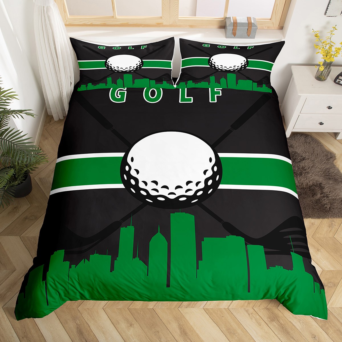 Erosebridal Men Gaming Bedding Set Twin Golf Print Comforter Cover ...