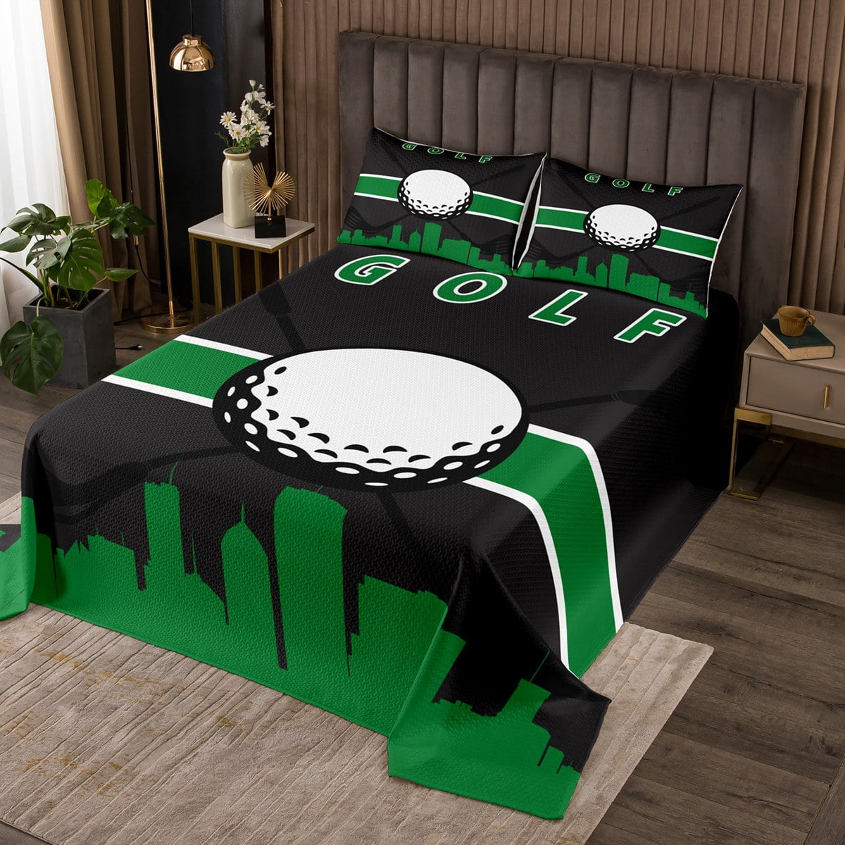 YST Men Boys Gaming Coverlet Queen Size Golf Print Bedding Set, Kids ...