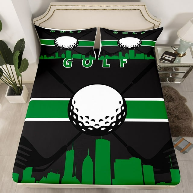 Erosebridal Men Gaming Twin Fitted Sheet Golf Print Sheets, Sport Bed ...