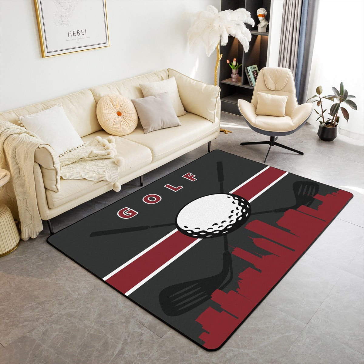 Erosebridal Men Gaming Area Rug 3x5 Bedroom Golf Printed Washable Rug ...